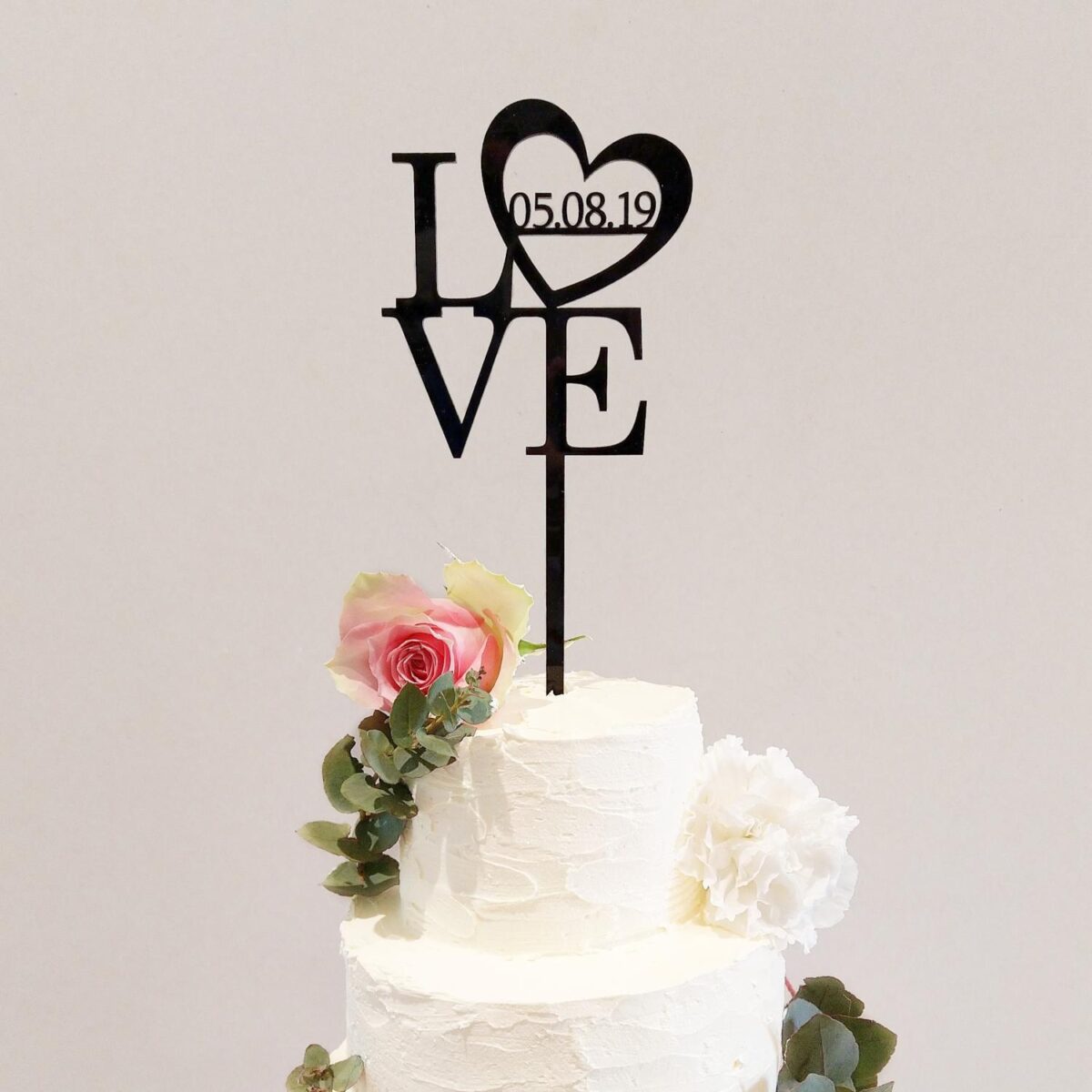 Kakepynt med egen dato, svart - LOVE - Festutstyr.no